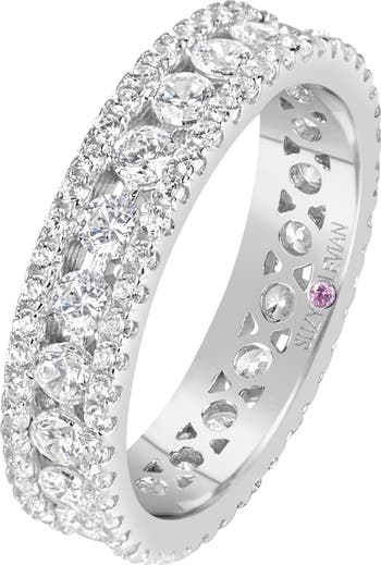 SUZY LEVIAN White Three Row Modern Eternity Band Ring | Nordstromrack