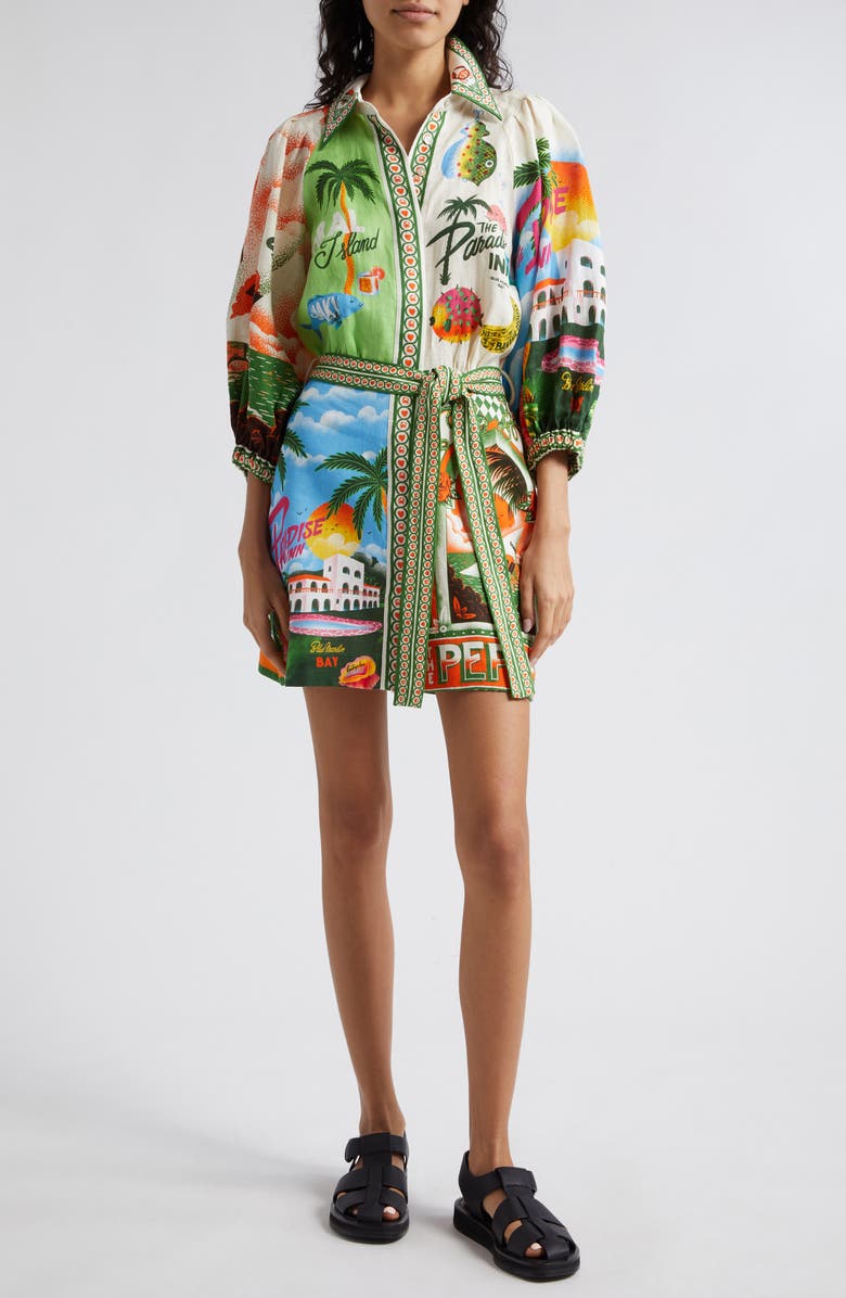 ALEMAIS Paradiso Tie Waist Long Sleeve Minidress | Nordstromrack