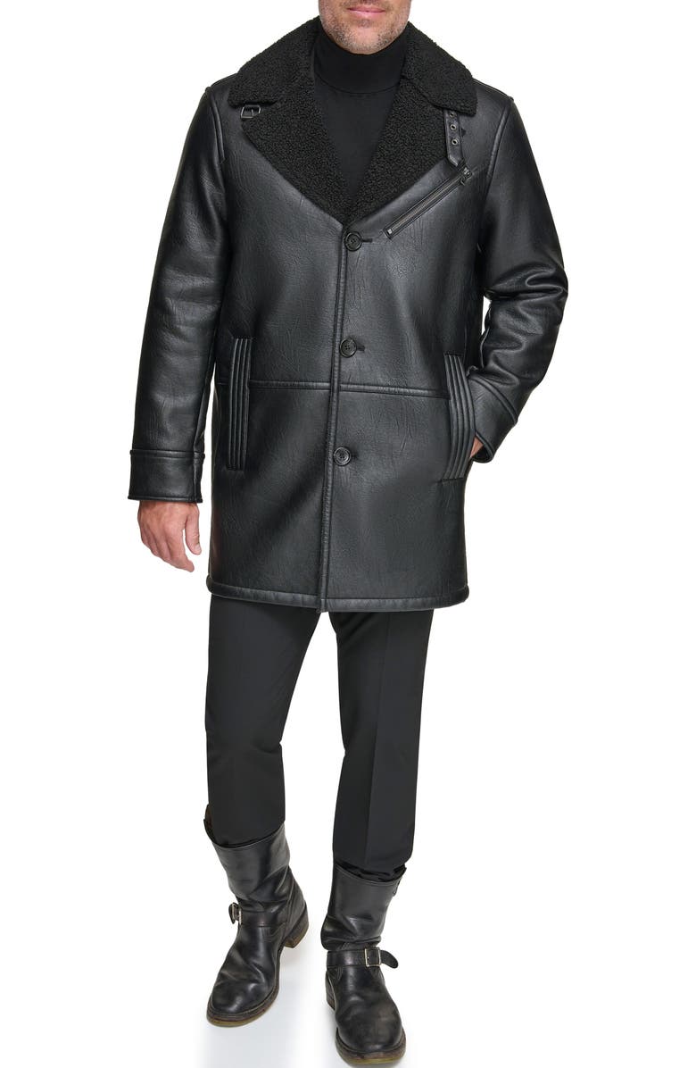 Andrew Marc Faux Leather Topper with Faux Shearling Trim | Nordstromrack