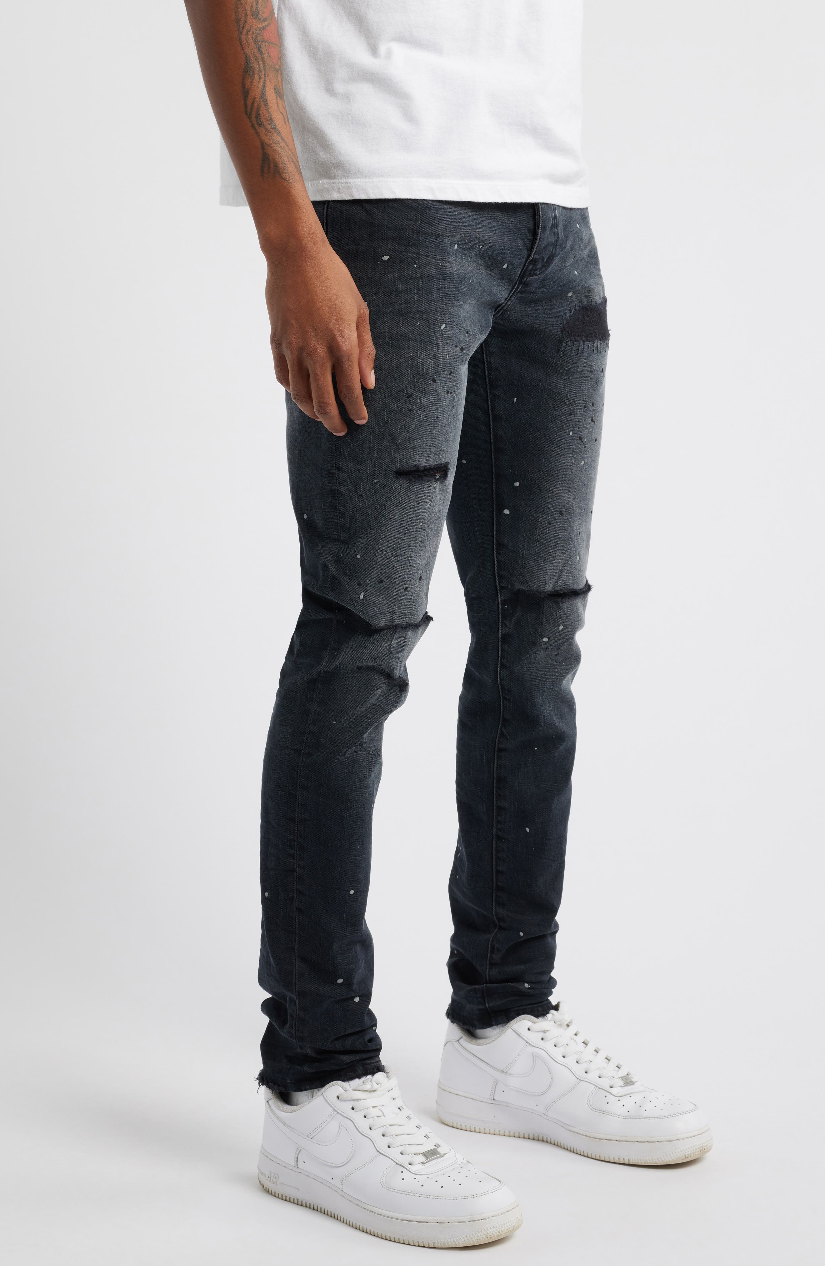 PURPLE BRAND Reflective Paint Rip & Repair Jeans | Nordstrom