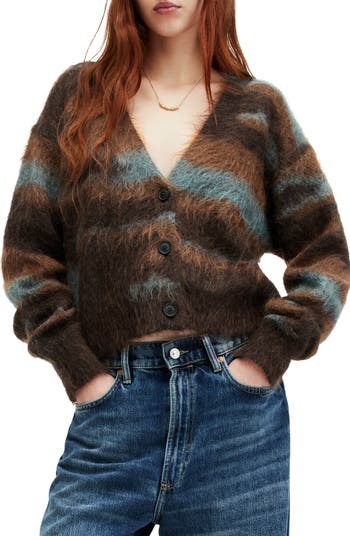 AllSaints Volka Stripe Mohair Blend Cardigan | Nordstrom