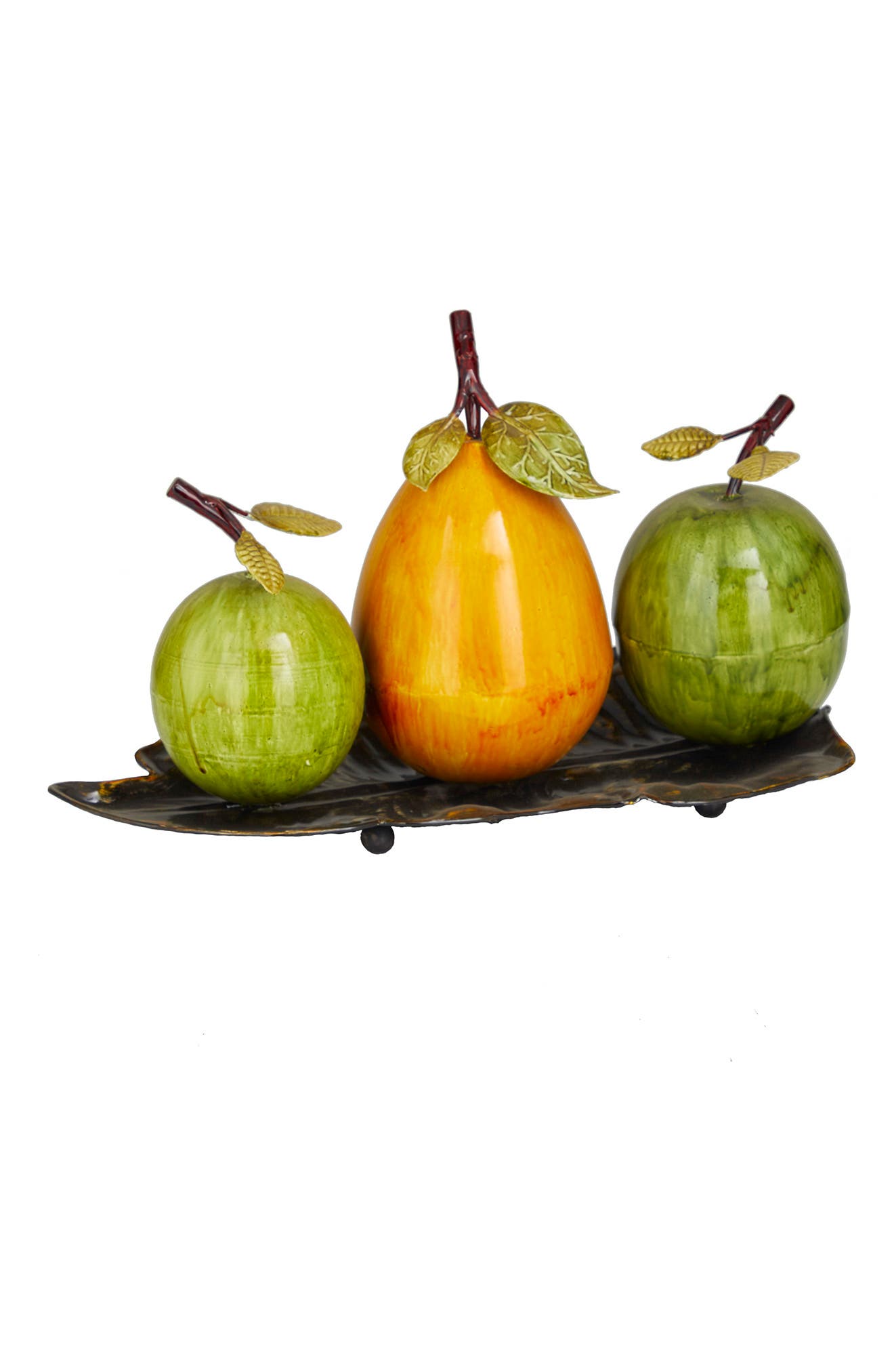 WILLOW ROW Multicolored Metal Decorative Fruit Sculpture with Platter ...