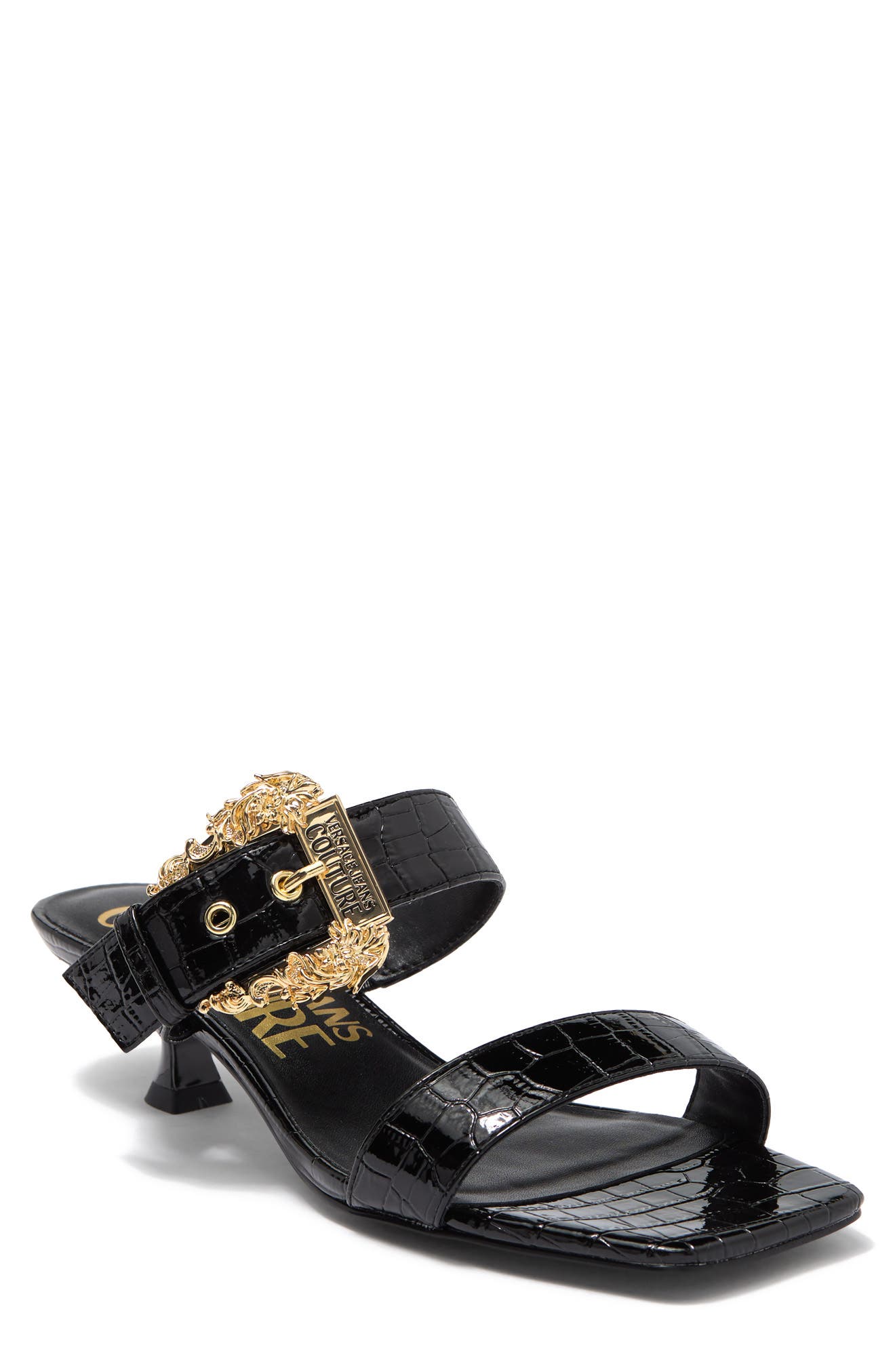 Versace Jeans Croc Embossed Buckled Sandal (Women) | Nordstromrack