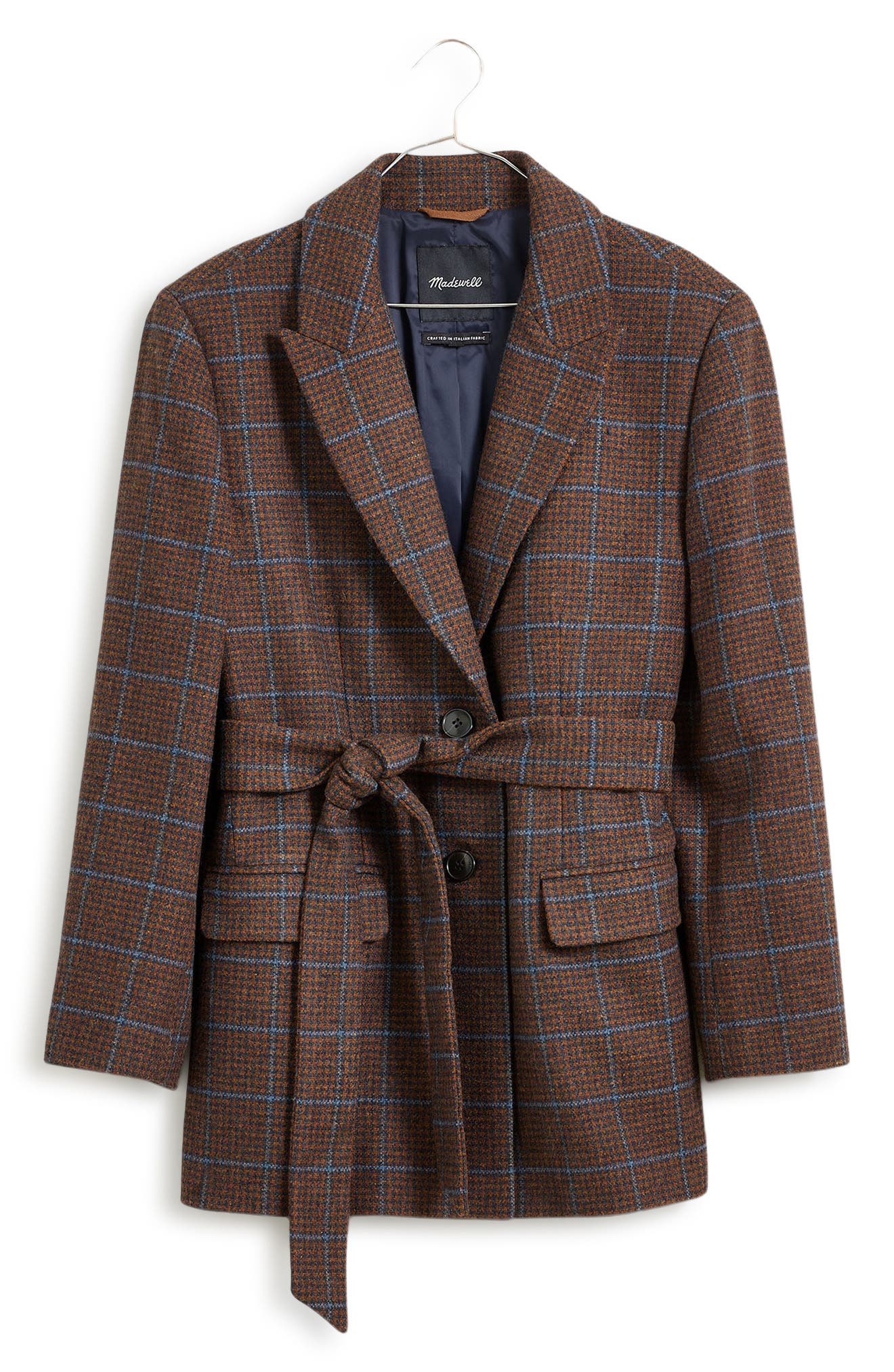 Madewell The Bedford Plaid Oversize Belted Wool Blend Blazer ...