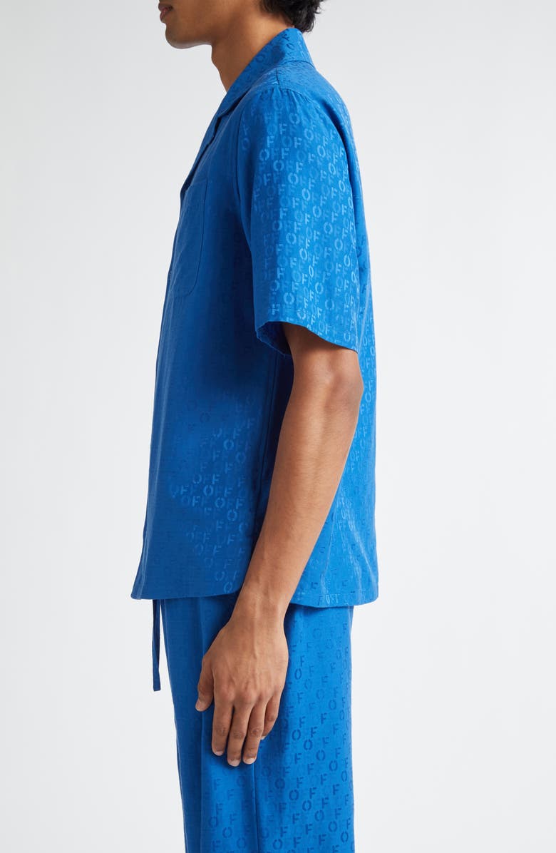 Off-White Logo Jacquard Cotton & Silk Camp Shirt | Nordstromrack