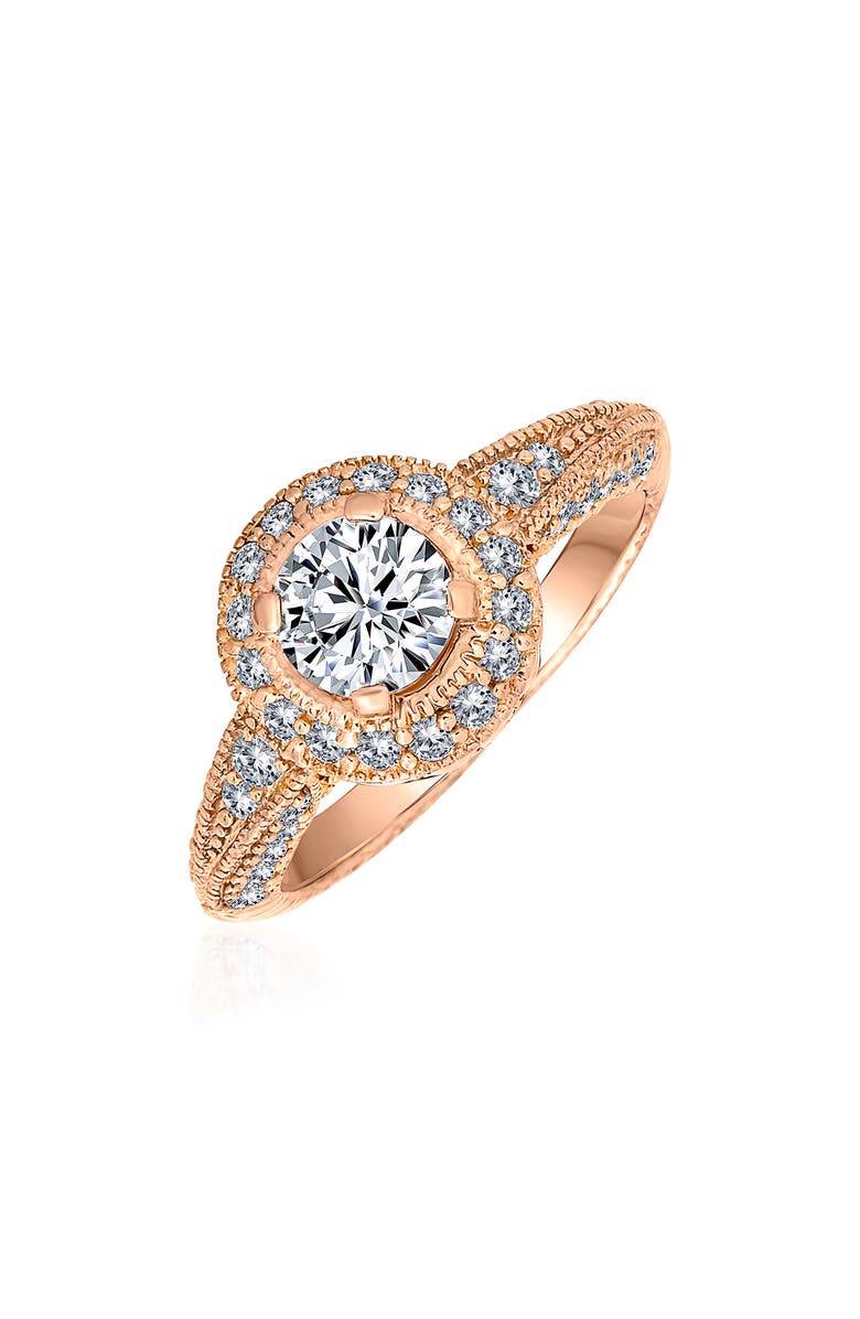 BLING JEWELRY Rose Gold Plated Solitaire CZ Ring - Size 9 | Nordstromrack