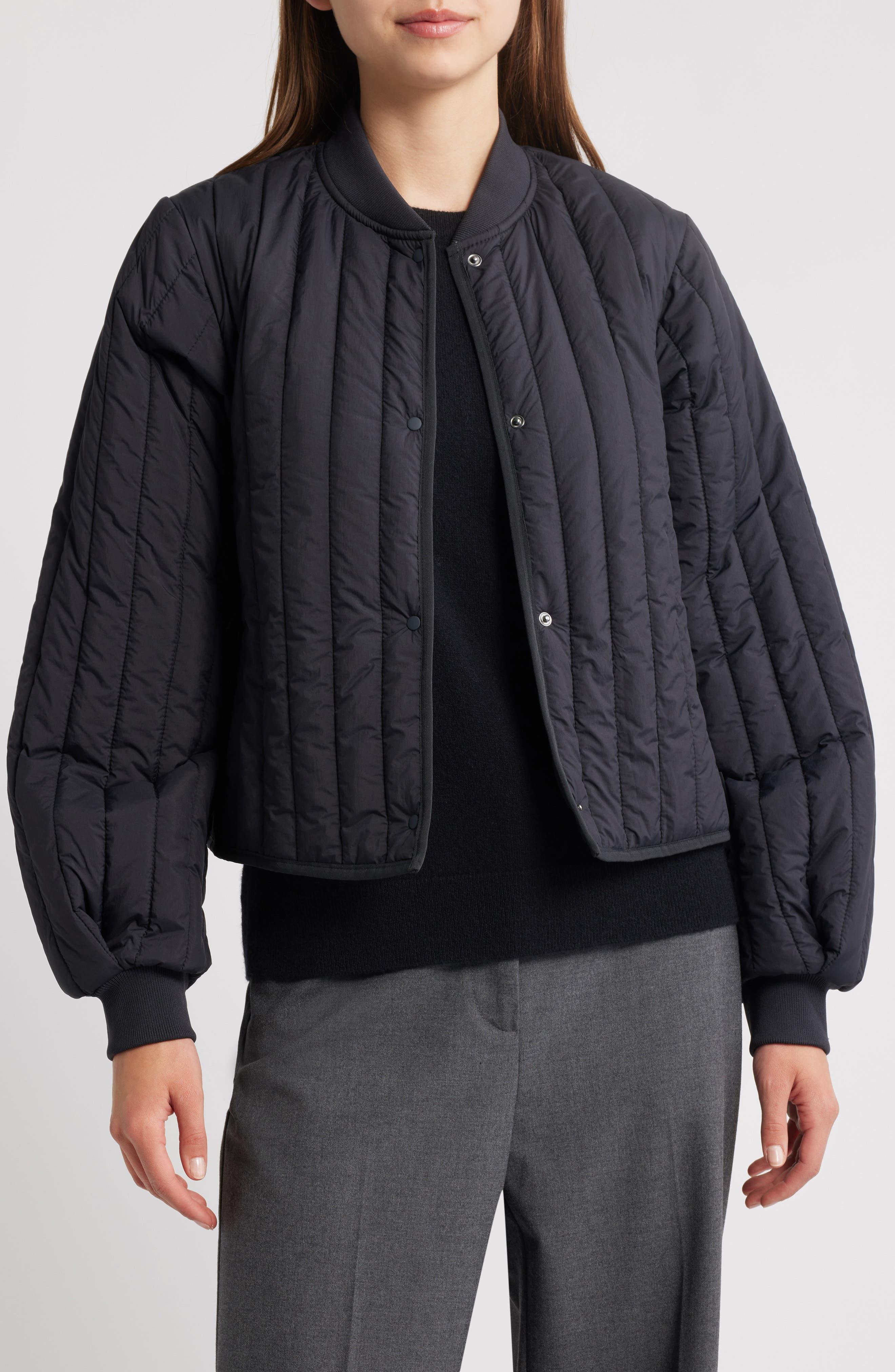Rains Banja Water Resistant Channel Quilted Bomber Jacket | Nordstromrack