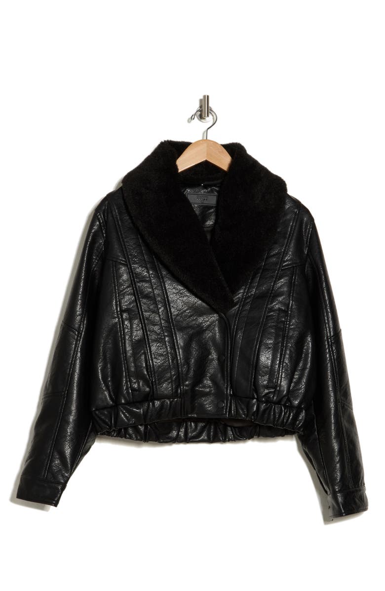 BLANKNYC In the Moment Faux Fur Collar Faux Leather Bomber Jacket ...