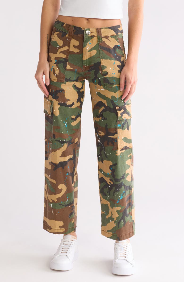 FLYING ANGEL High Waist Paint Splatter Camo Cargo Pants | Nordstromrack
