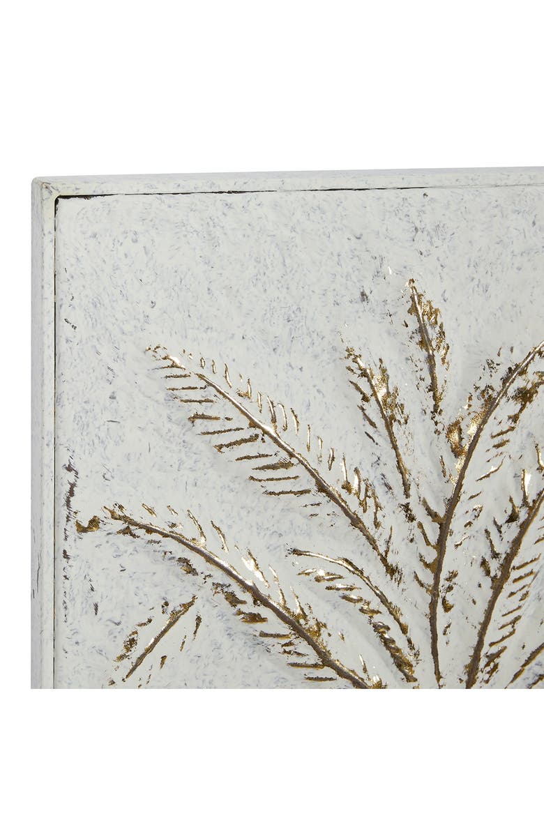 WILLOW ROW Tall Rectangular Gold And White Coastal Palm Tree Metal Wall ...