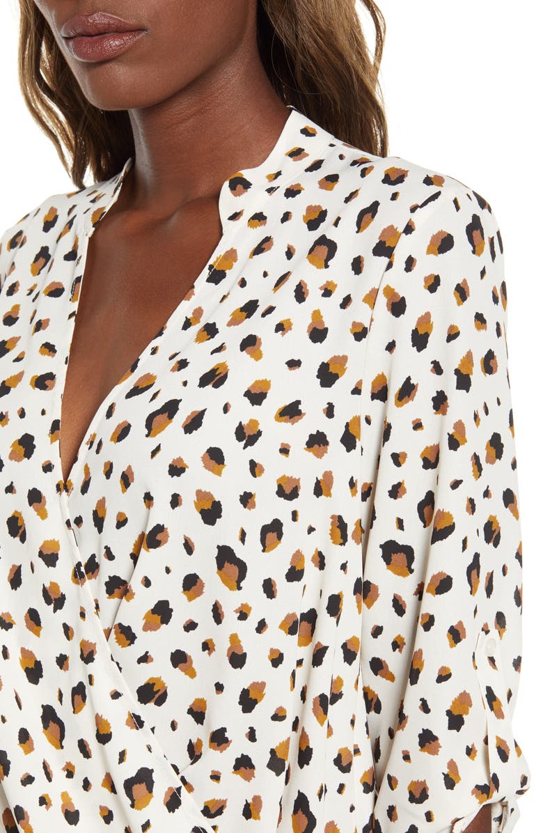 All in Favor Print Wrap Front Gathered Hem Top | Nordstrom