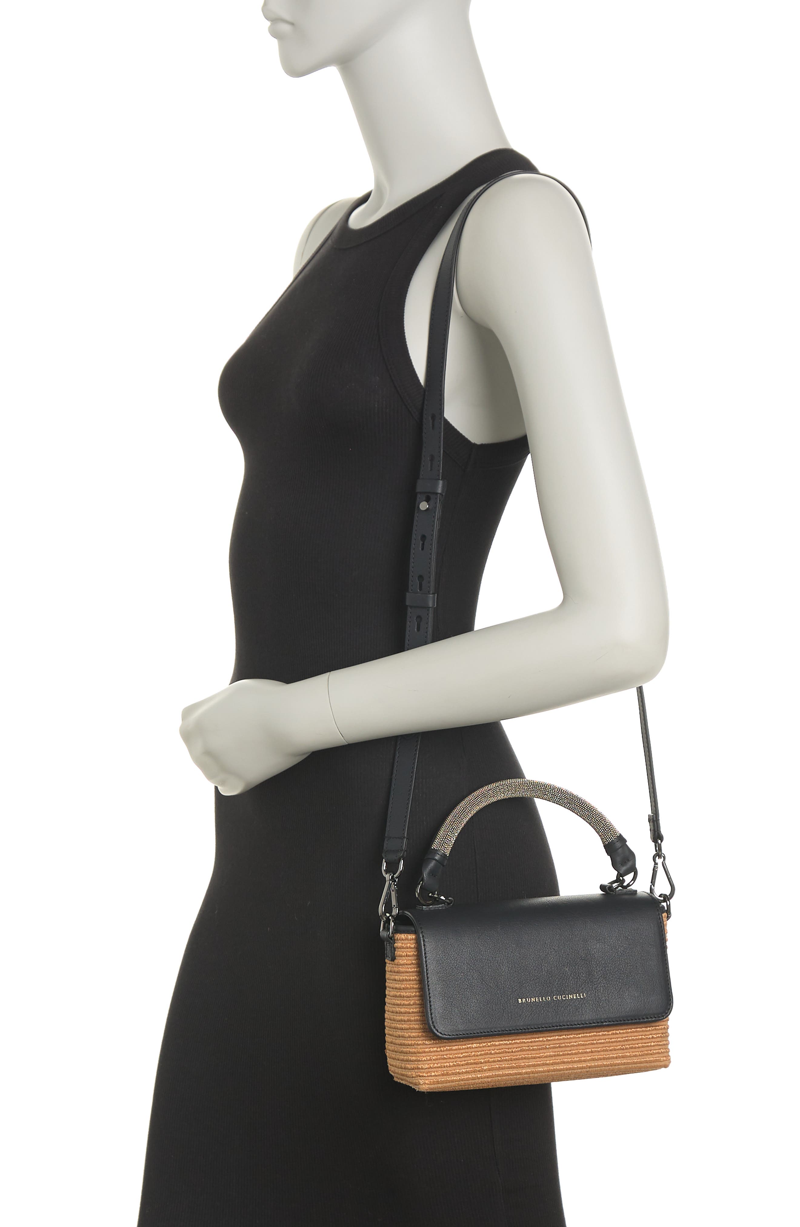 Brunello Cucinelli Raffia Top Handle Leather Stachel | Nordstromrack