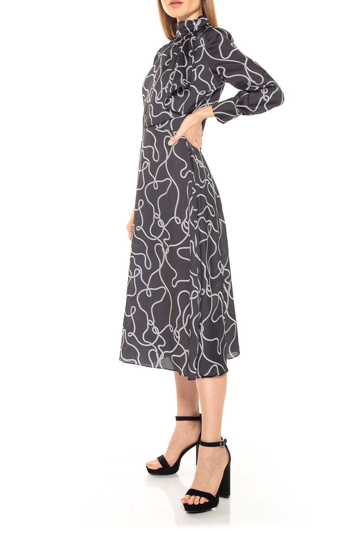 Alexia Admor Mock Neck Long Sleeve Satin Midi Dress | Nordstromrack