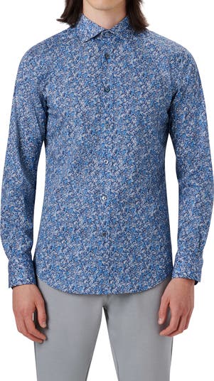 Bugatchi Shaped Fit Abstract Print Stretch Cotton Button-Up Shirt ...