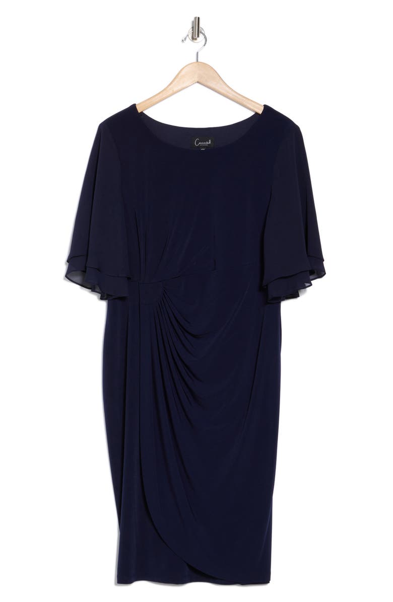 Connected Apparel Double Flutter Sleeve Faux Wrap Dress | Nordstromrack