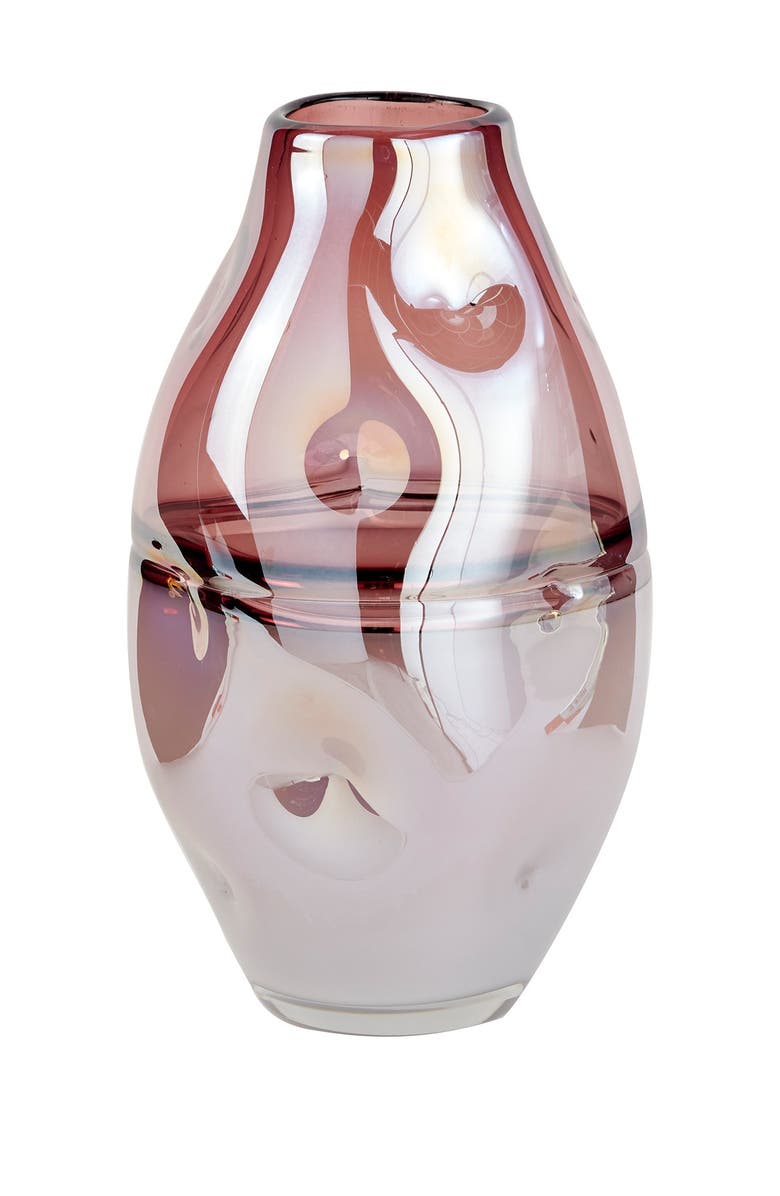 WILLOW ROW Large Round Dimpled Translucent & Red Vase | Nordstromrack