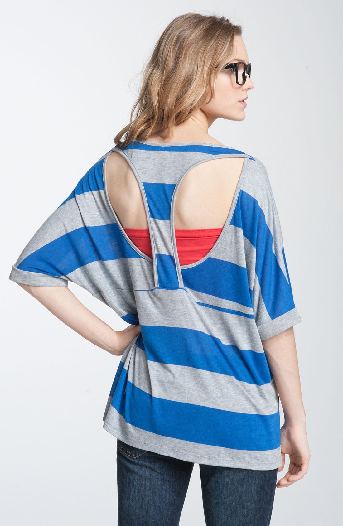All in Favor Lush Cutout Back Stripe Slouchy Tee | Nordstrom