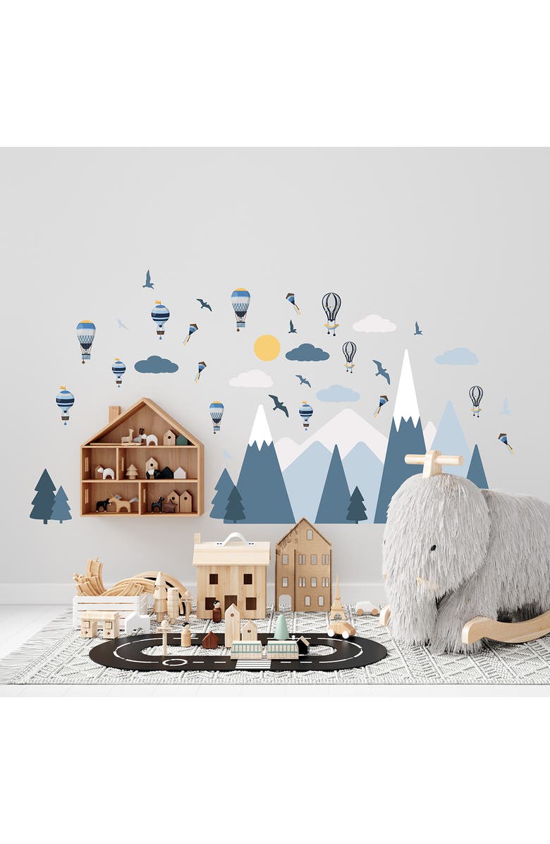WALPLUS Hot Air Balloons Over Blue Mountains Wall Decal Set | Nordstromrack