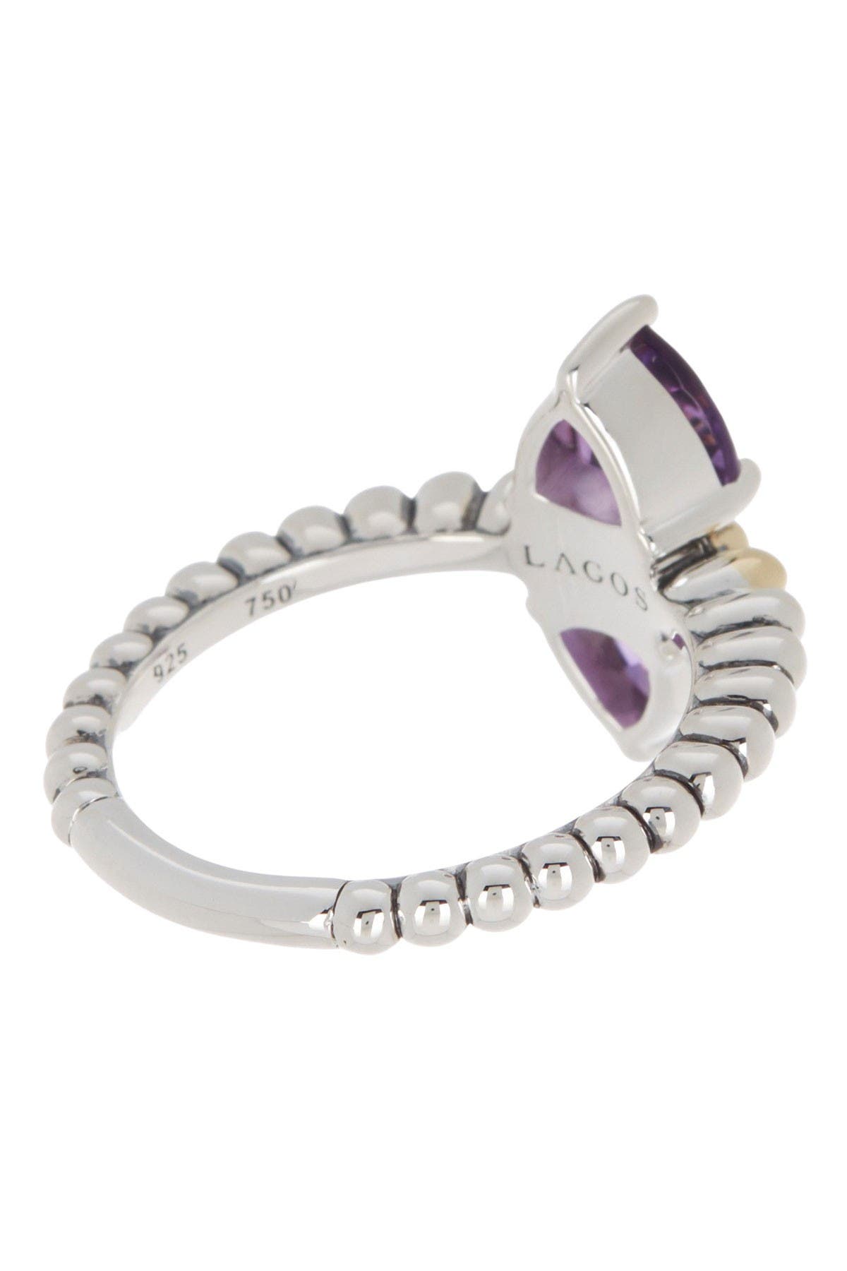 LAGOS 18K Gold & Sterling Silver Treasure Chest Amethyst Ring - Size 7 ...