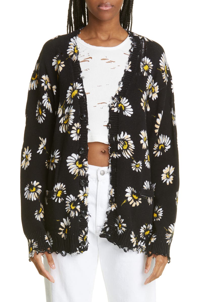 R13 Daisy Distressed Print Cotton Cardigan | Nordstrom