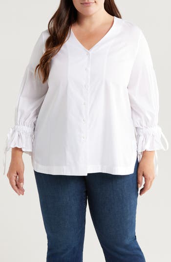 HARSHMAN Moana V-Neck Button-Up Shirt | Nordstrom