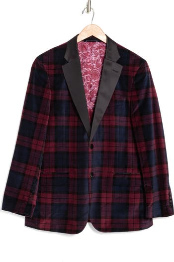 Nautica Bridge Red Plaid Satin Notch Lapel Spot Coat | Nordstromrack