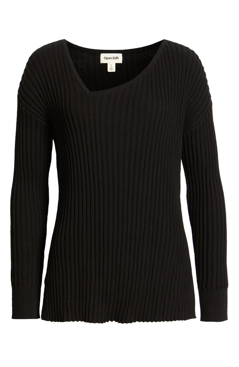 Open Edit Asymmetric V-Neck Tunic Sweater | Nordstromrack