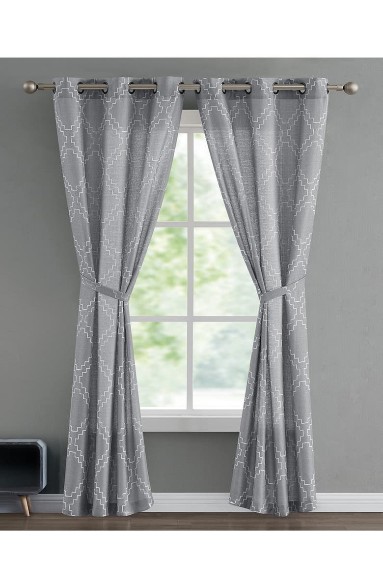 French Connection Somerset Embroidered Set of 2 Curtain Panels ...