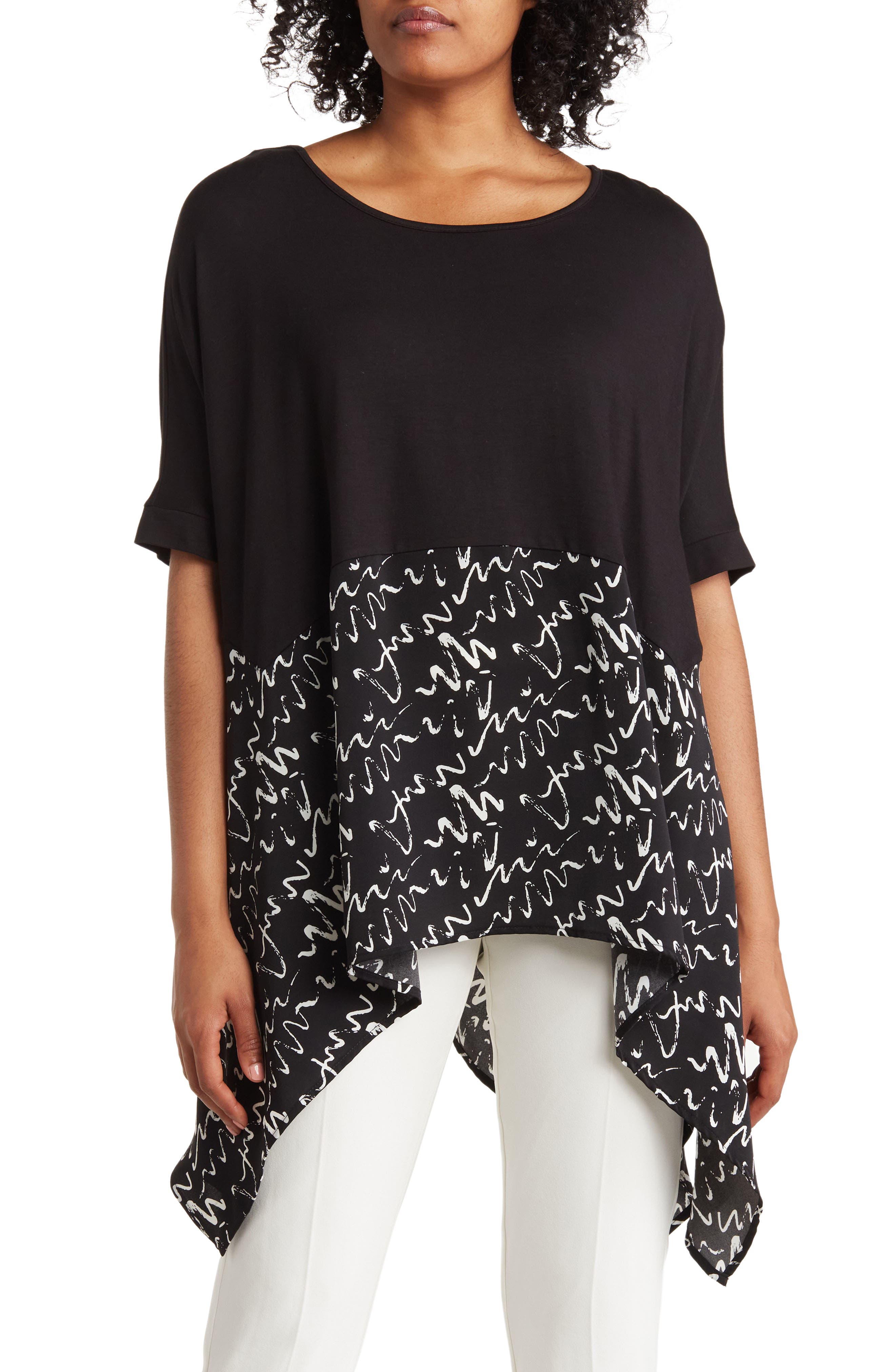 PATRIZIA LUCA Oversize Mixed Media Tunic | Nordstromrack