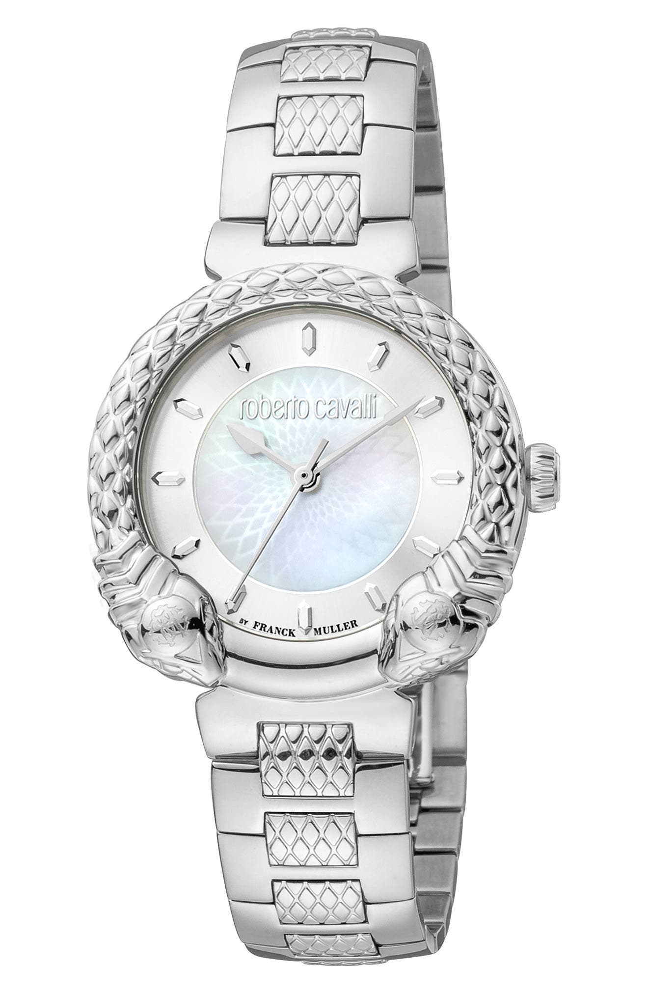 Roberto Cavalli by Franck Muller Snake Swiss Quartz Mother-of-Pearl ...
