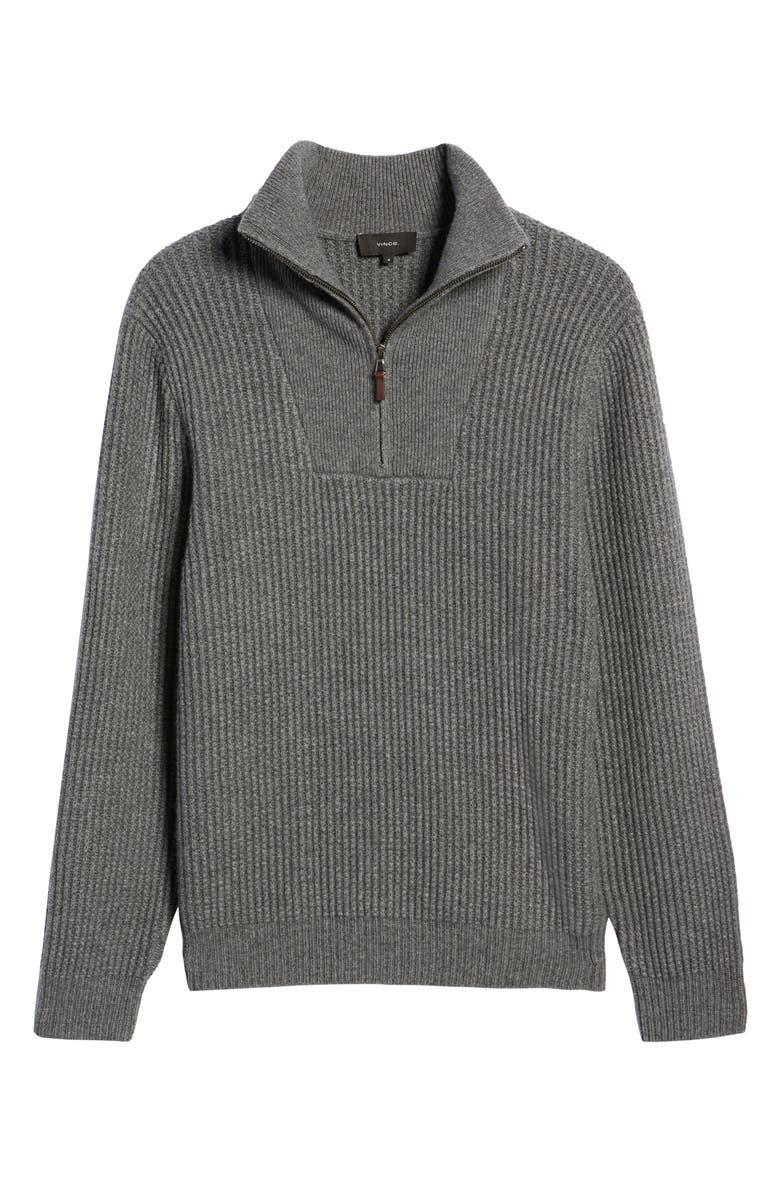 Vince Textured Rib Quarter Zip Wool & Cashmere Pullover | Nordstromrack