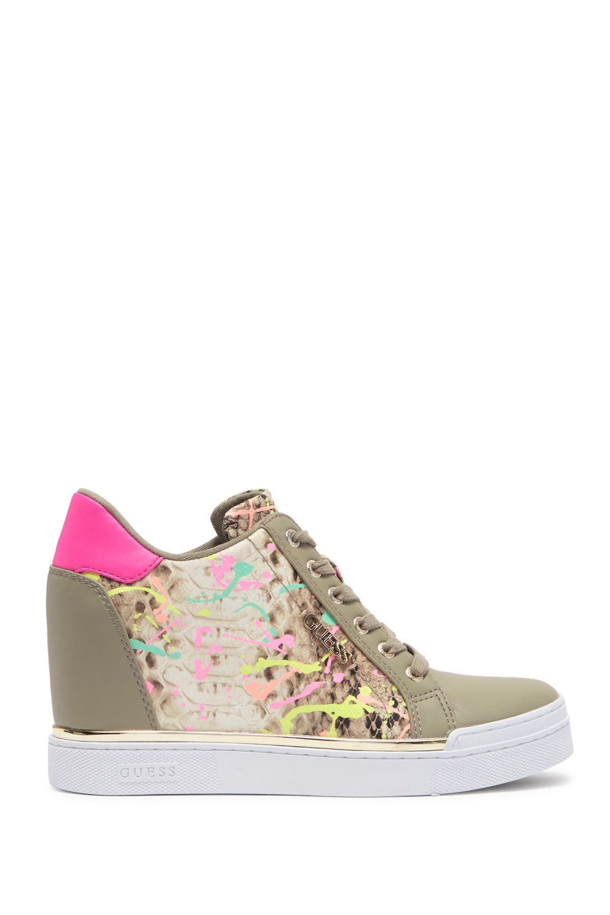 GUESS Flow Snakeskin Print Wedge Sneaker | Nordstromrack