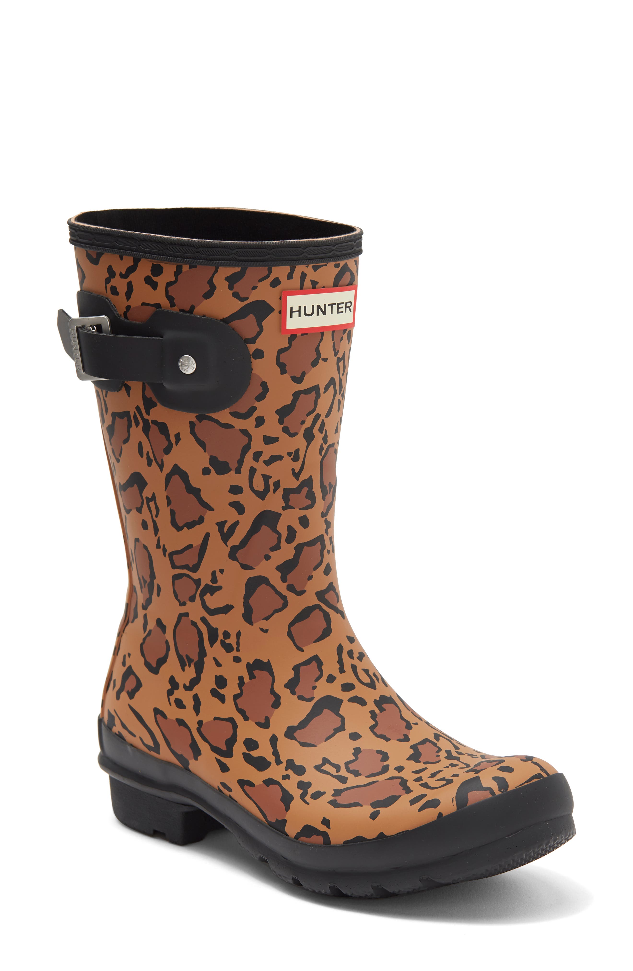 Hunter Original Short Leopard Print Waterproof Rain Boot (Women ...