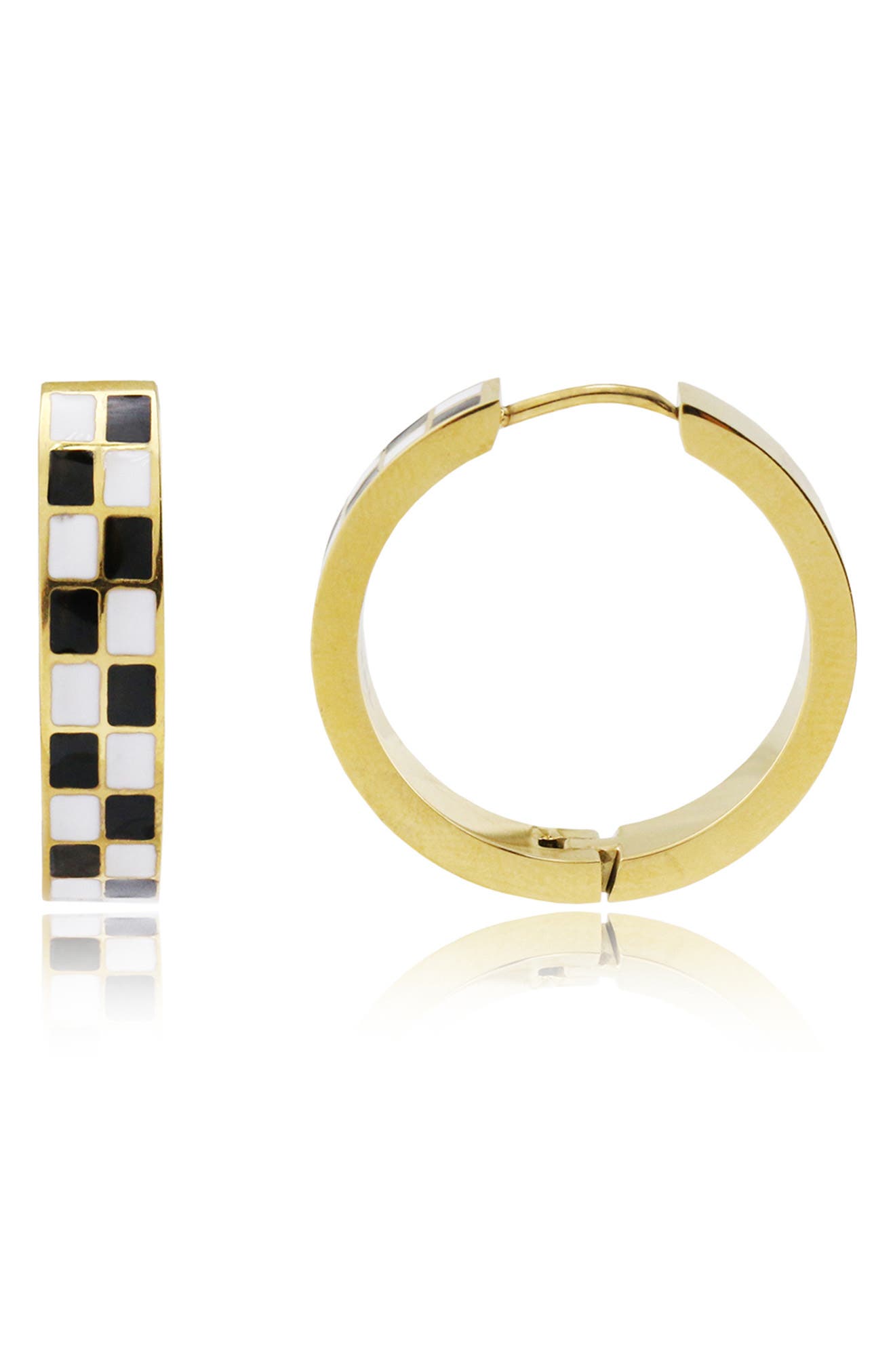 REBL Gender Inclusive Checkered Hoop Earrings | Nordstromrack