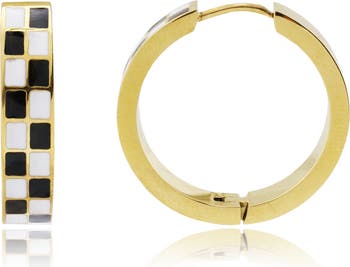 REBL Gender Inclusive Checkered Hoop Earrings | Nordstromrack
