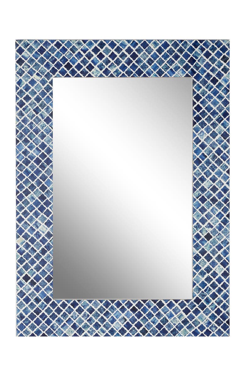 WILLOW ROW Blue Wood Quatrefoil Wall Mirror | Nordstromrack