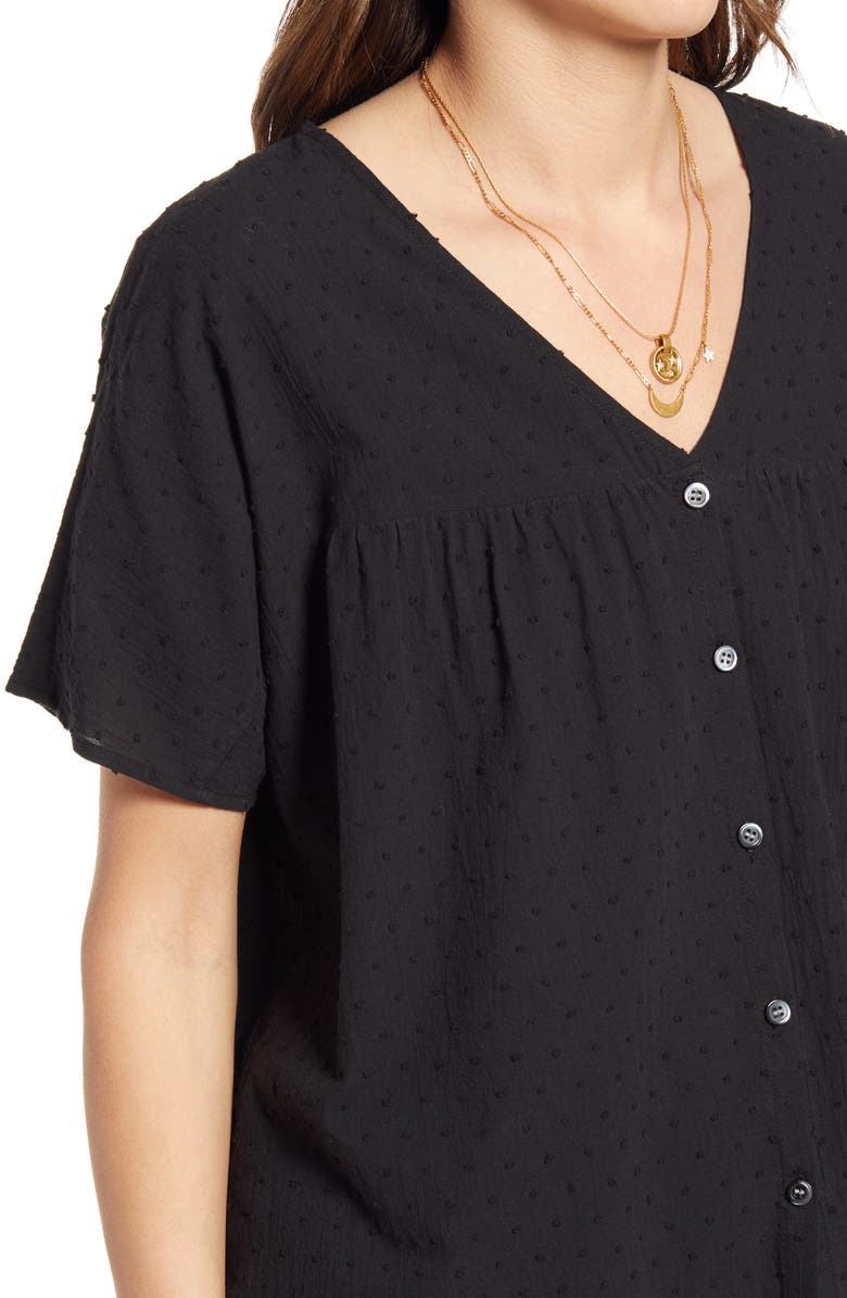 Madewell Swiss Dot V-Neck Blouse | Nordstromrack