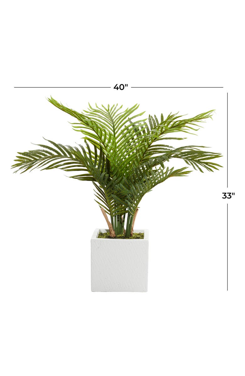 WILLOW ROW Green Faux Foliage Date Palm Artificial Plant with White ...