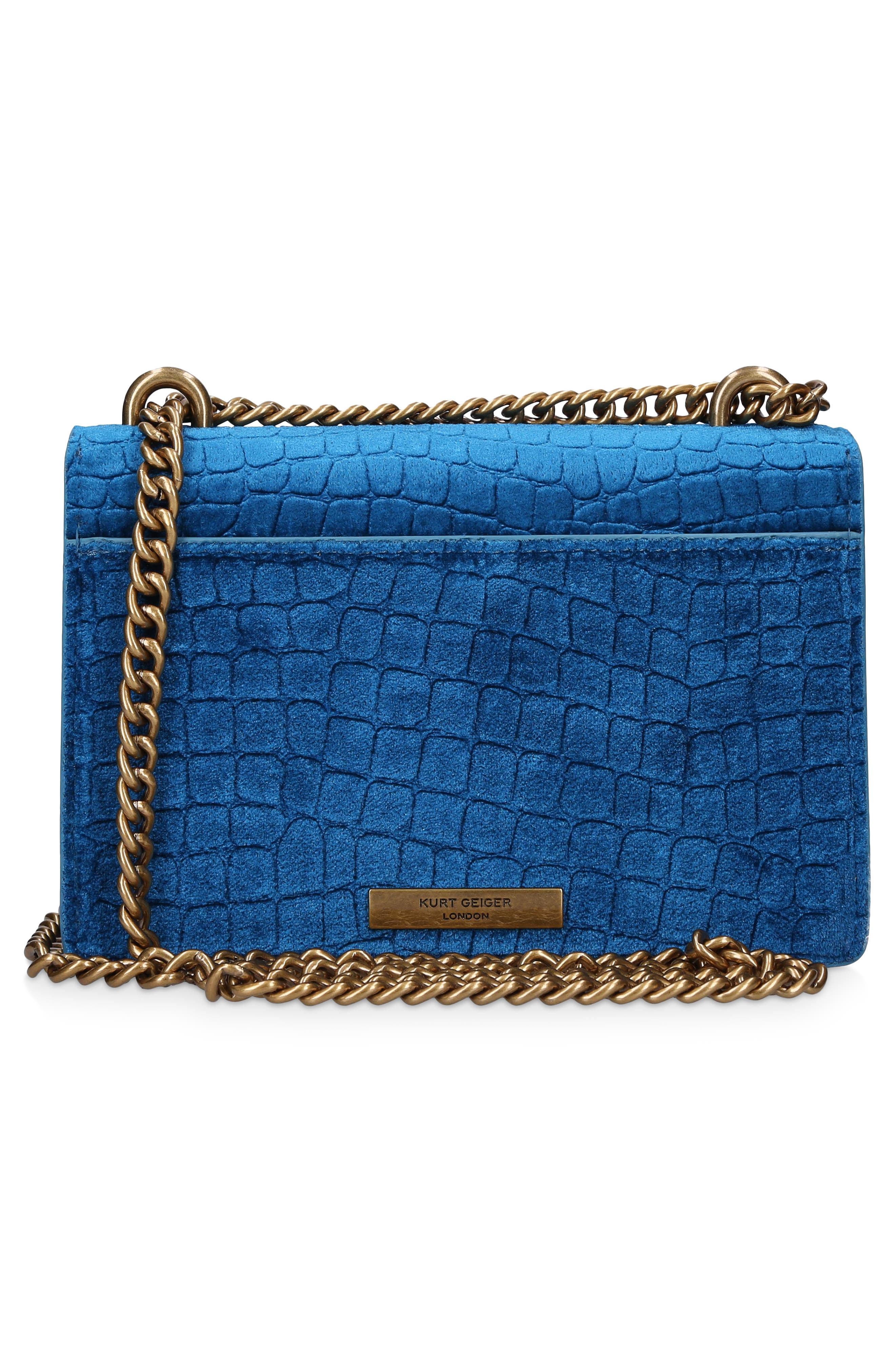 Kurt Geiger London Small Shoreditch Croc Embossed Velvet Crossbody Bag ...