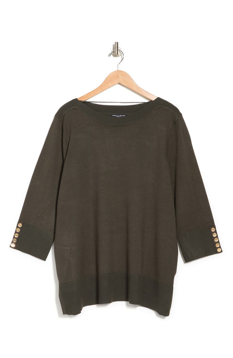 Cable & Gauge Boatneck Button Sleeve Tunic | Nordstromrack