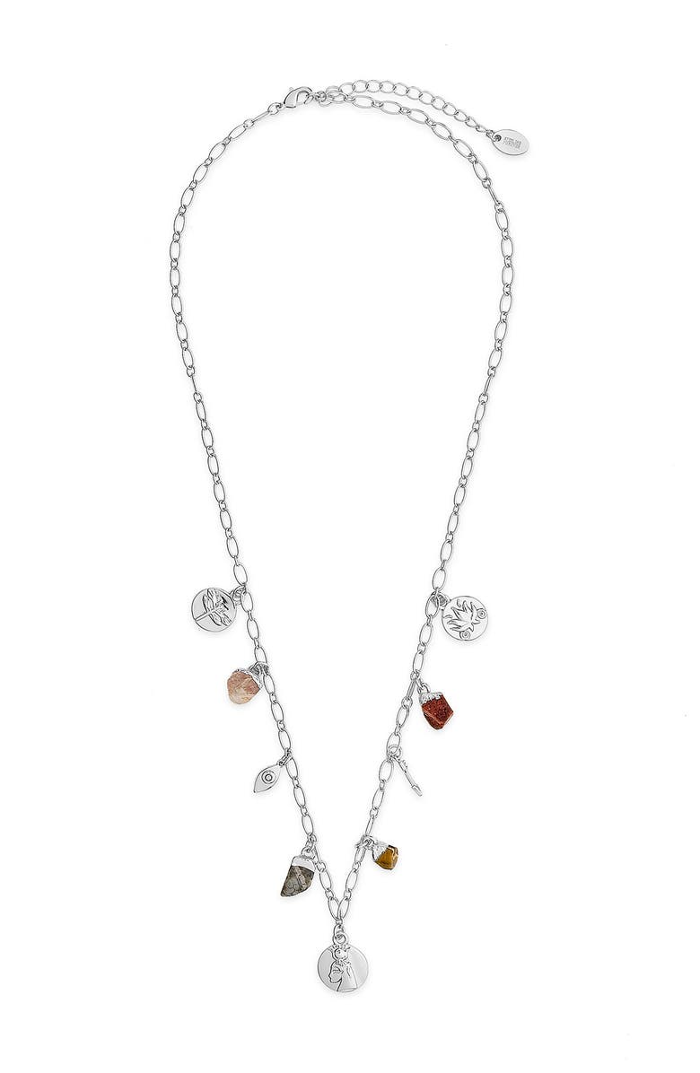 Sterling Forever Rhodium Plated Multi Charm Chain Necklace | Nordstromrack
