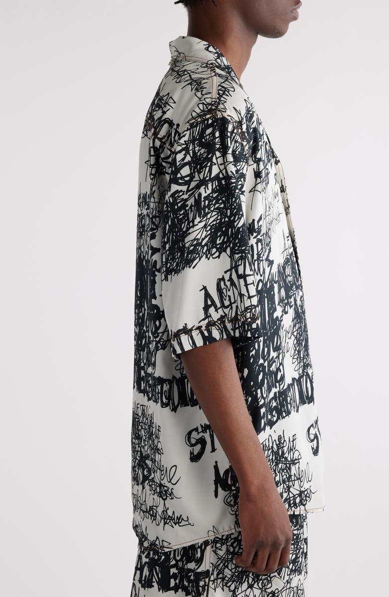 Acne Studios Doodle Logo Print Camp Shirt | Nordstromrack