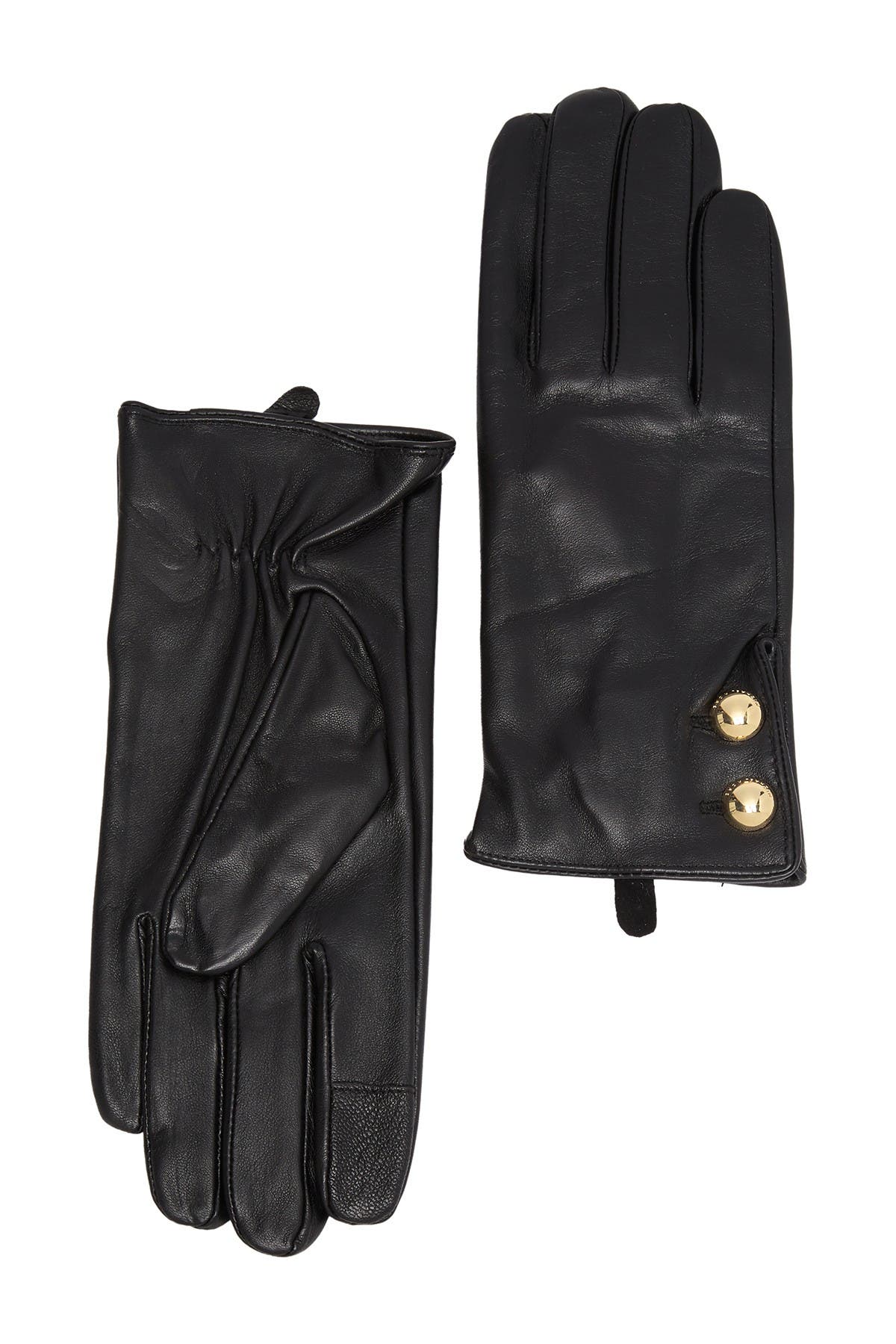 Michael Kors Leather Logo Dome Button Gloves | Nordstromrack