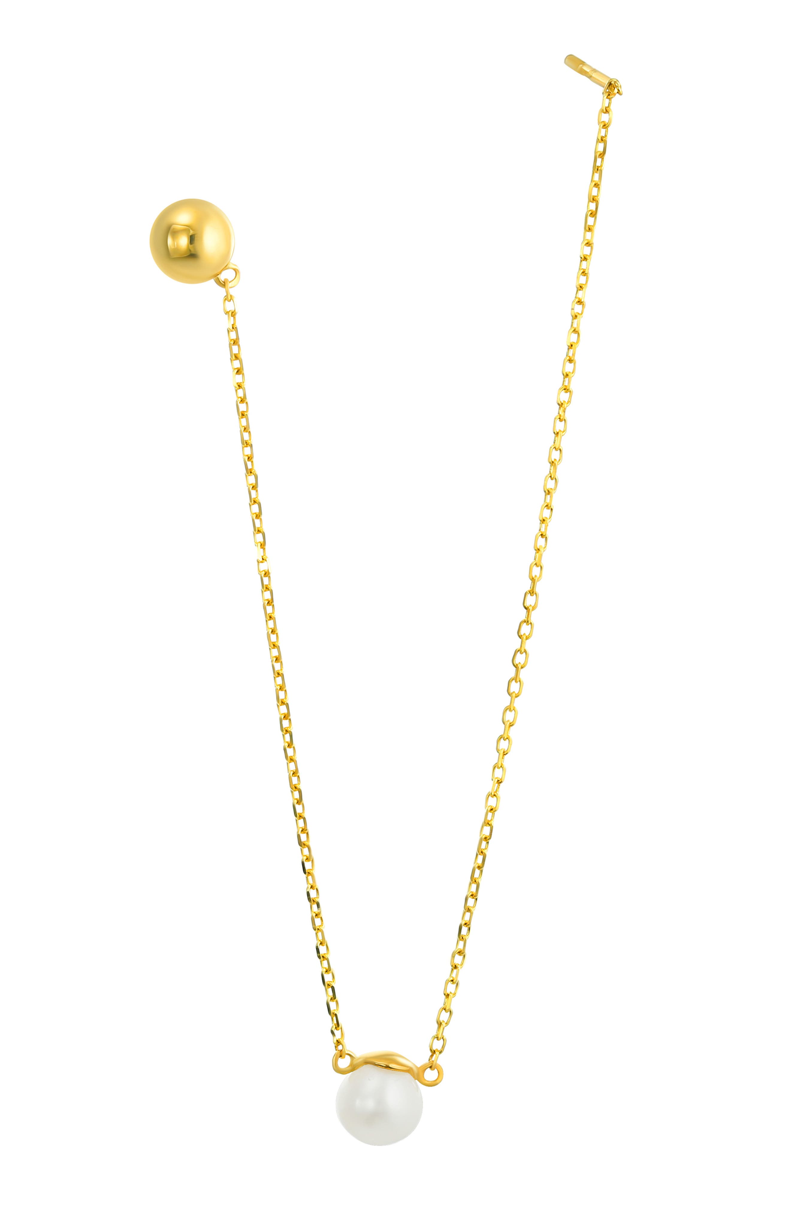 CANDELA JEWELRY 14K Gold Freshwater Pearl Threader Earring | Nordstromrack