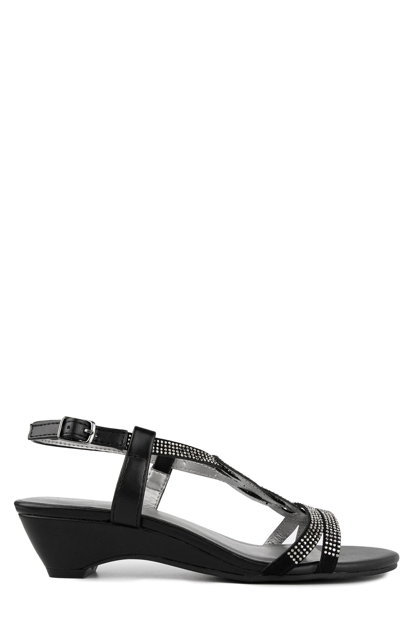 London Fog Embellished T-Strap Wedge Sandal (Women) | Nordstromrack