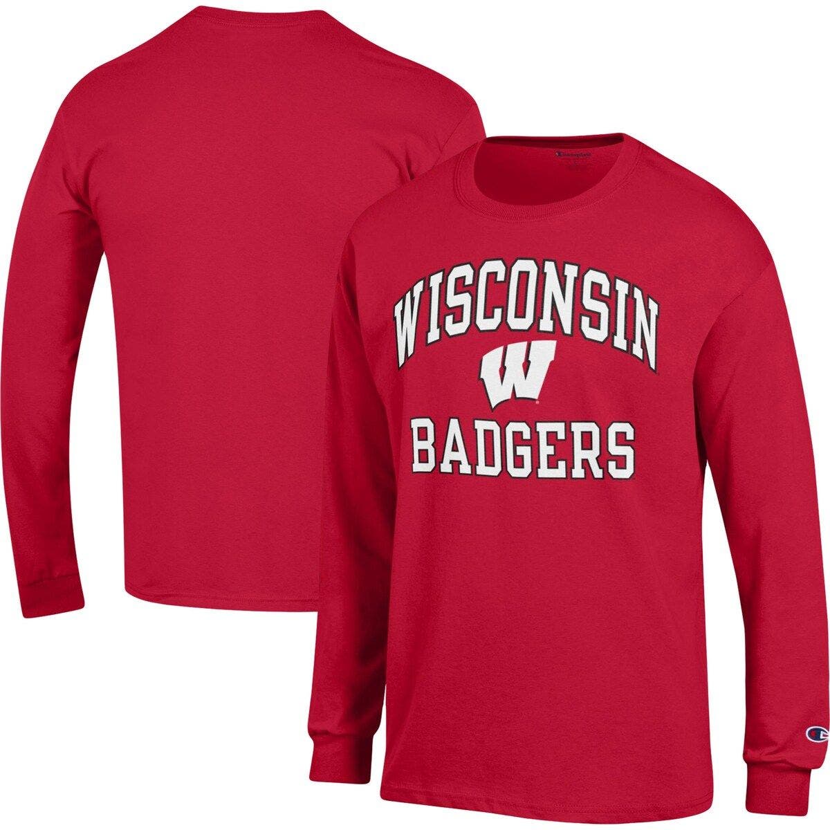 Champion Men's Champion Red Wisconsin Badgers High Motor Long Sleeve T ...