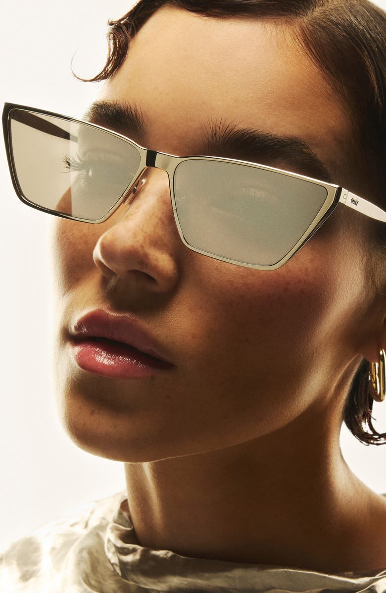 QUAY Bad Habit 63mm Chrome Cat Eye Sunglasses | Nordstromrack