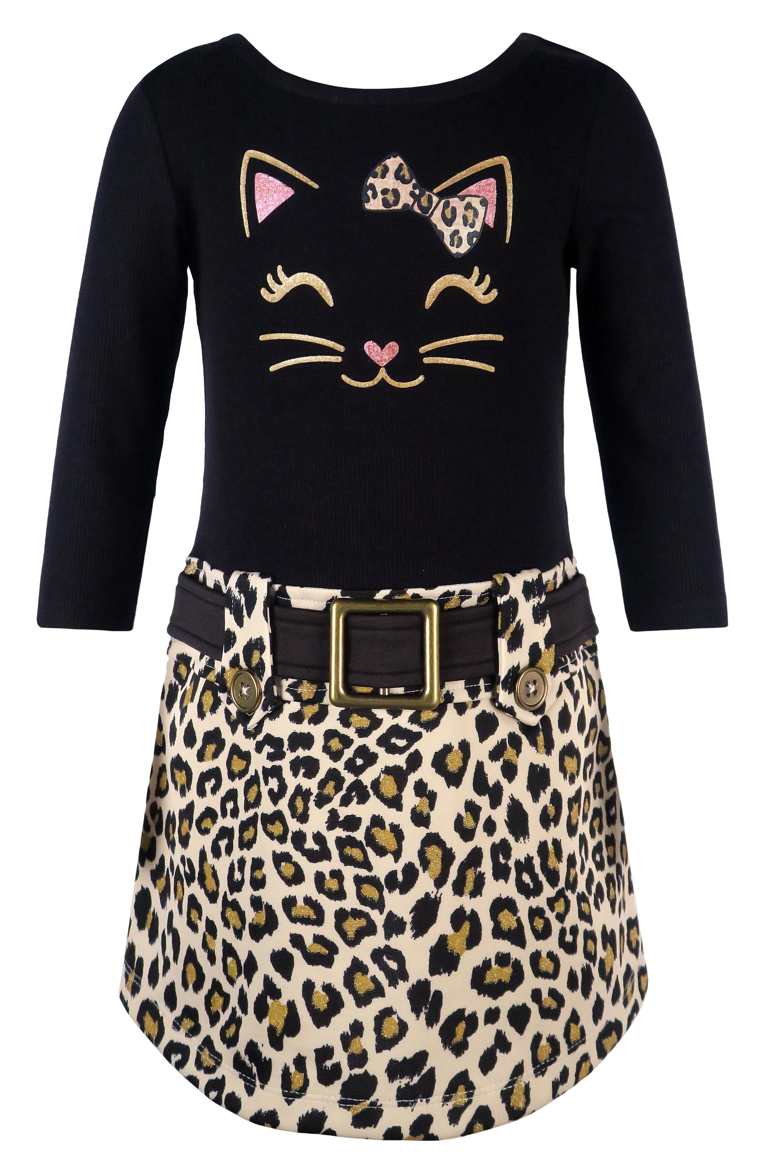 Zunie Kids' Marsha Long Sleeve Cat Dress | Nordstromrack
