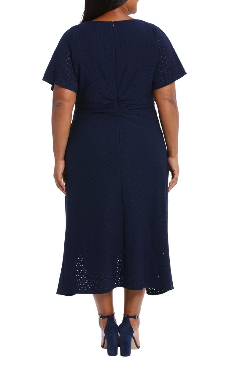 London Times Eyelet Short Sleeve Tulip Hem Midi Dress | Nordstromrack