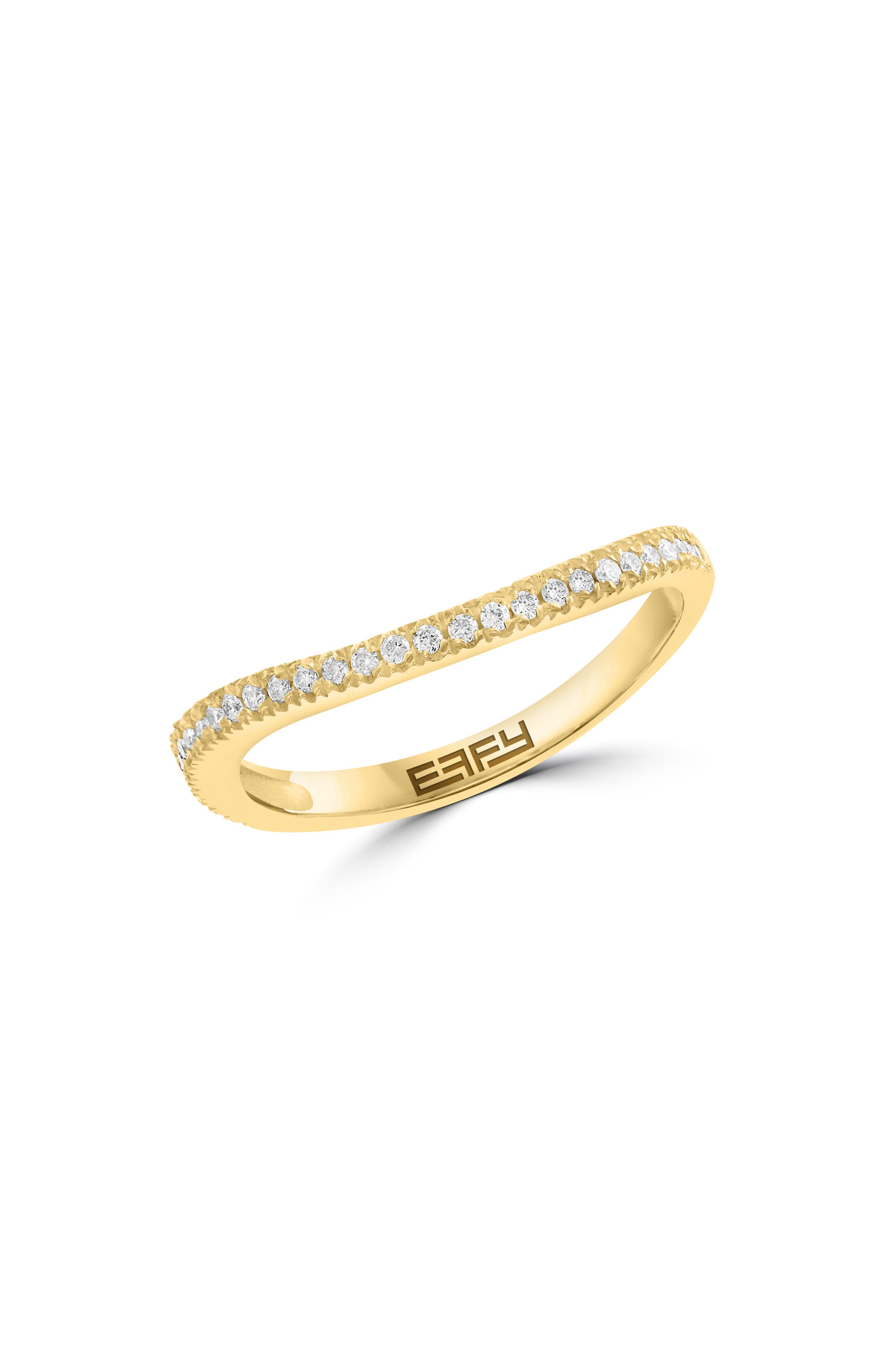 EFFY 14K Yellow Gold Diamond Wave Band Ring - 0.15ct | Nordstromrack